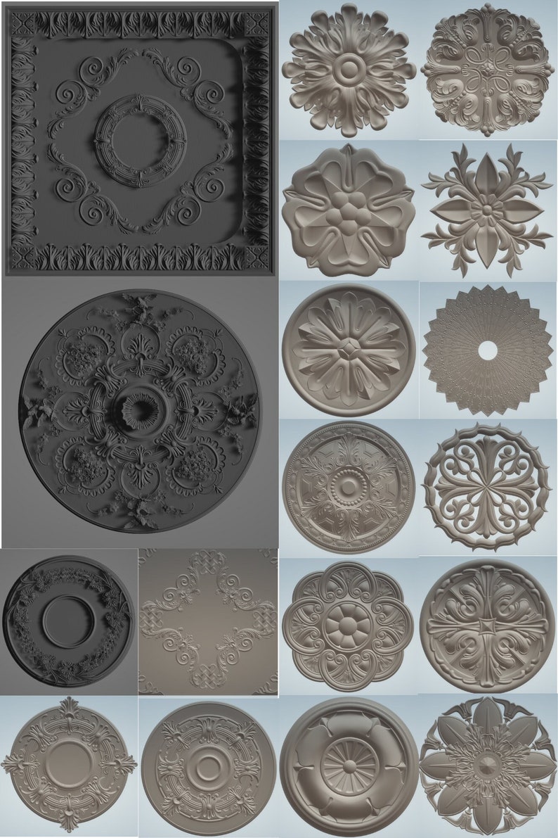 3D STL Models Decorative Sockets STL File Exquisite Gypsum Stucco ...