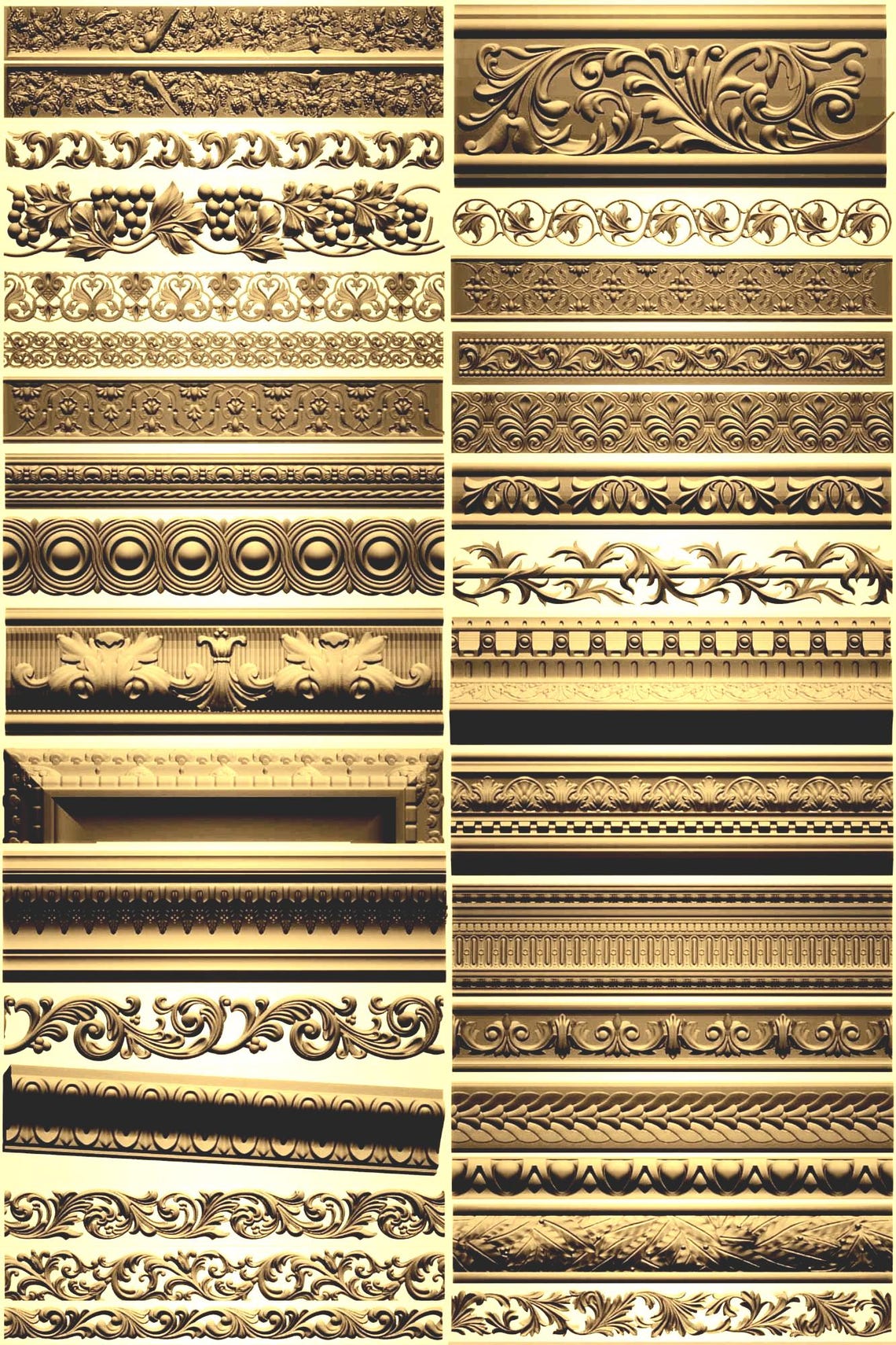 100 3D STL Ornate Borders, Moldings, and Sills for CNC (digital Product ...