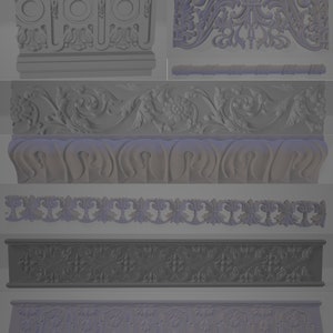 3D STL Models Baguette Borders Moldings Sills 166 Pcs Deco for CNC ...