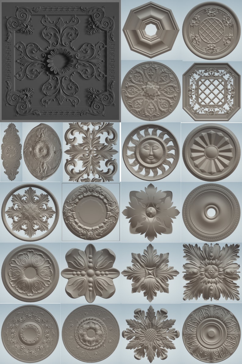3D STL Models Decorative Sockets STL File Exquisite Gypsum Stucco ...