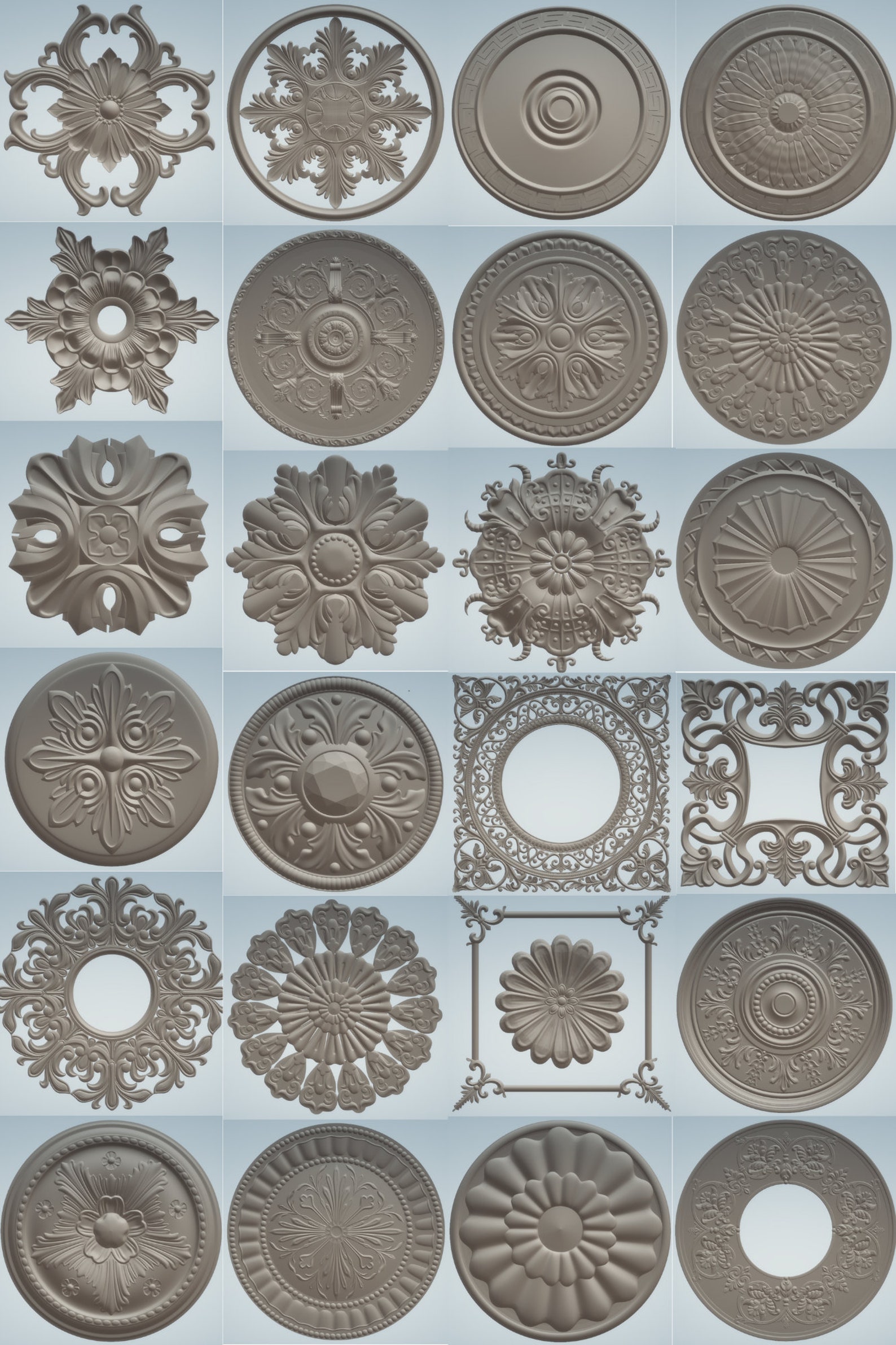 3D STL Models Decorative Sockets STL File Exquisite Gypsum Stucco ...