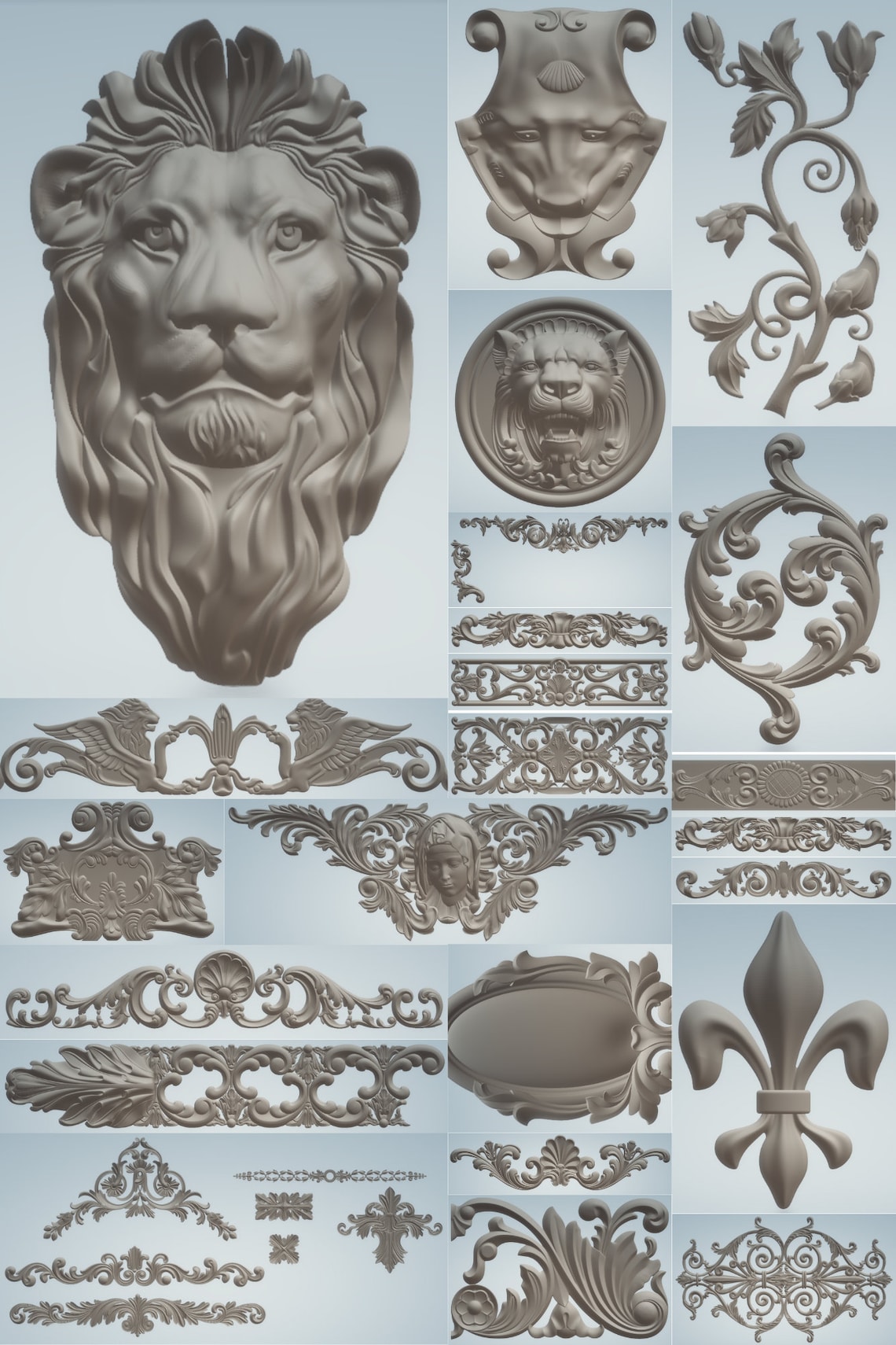 3D STL Models Moldings for Decoration 216 Pcs Router Engraver Carving ...