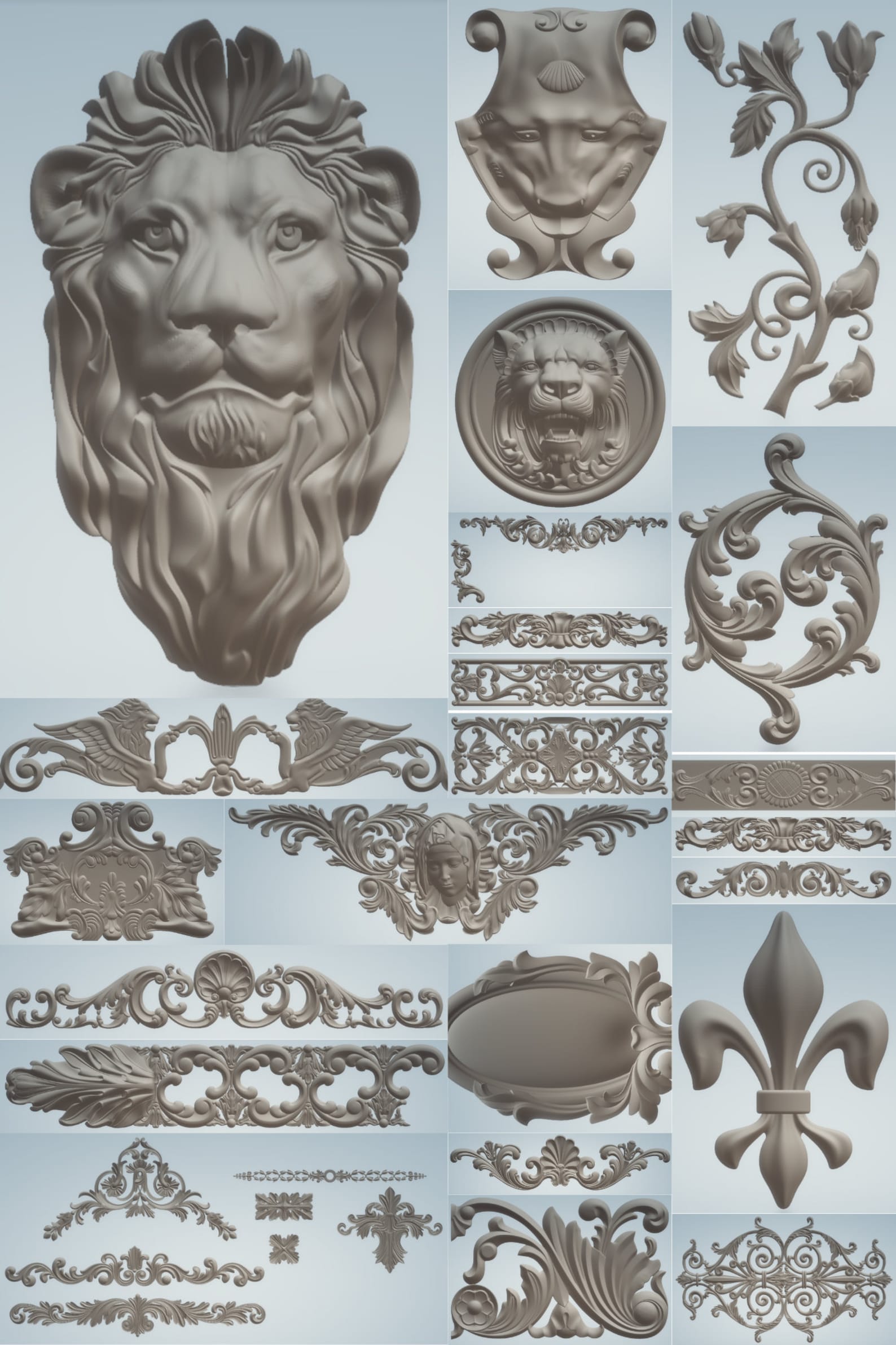 3D STL Models Moldings for Decoration 216 Pcs Router Engraver Carving ...