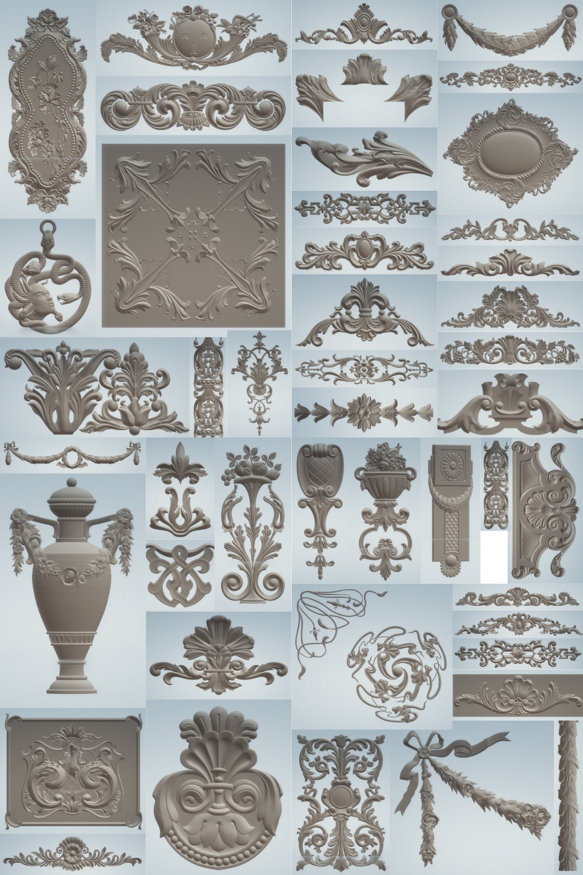 3D STL Models Moldings for Decoration 416 Pcs Router Engraver Carving ...