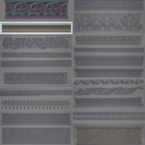 3D STL Models Baguette Borders Moldings Sills 166 Pcs Deco for CNC ...
