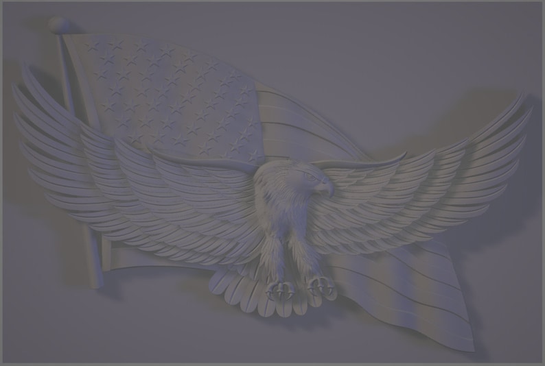 3D STL Model Patriotic American Flag and Majestic Eagle Deco for CNC Router Aspire Artcam ...