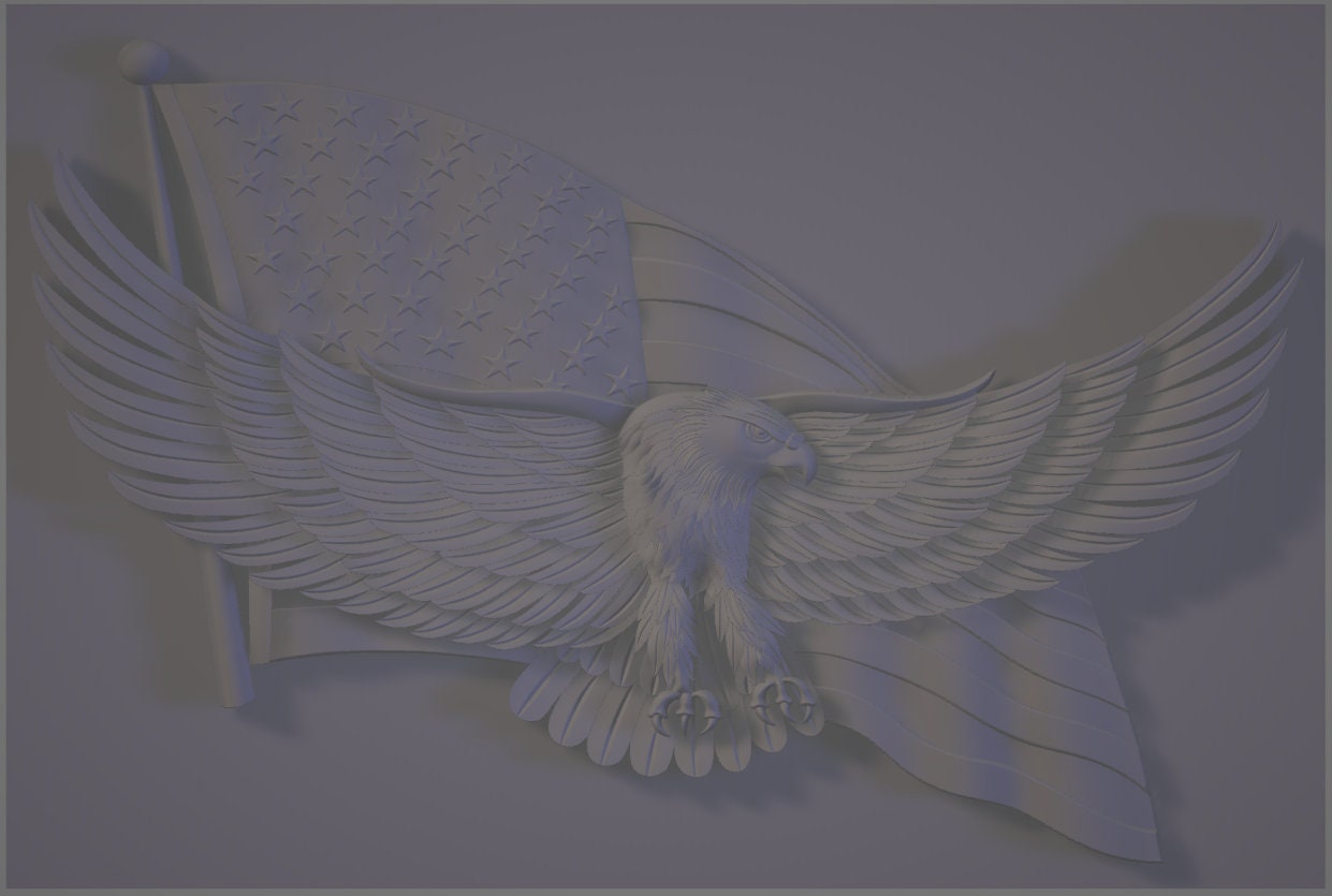 3D STL Model Patriotic American Flag and Majestic Eagle Deco for CNC ...