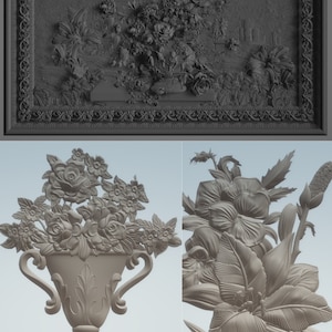 3D STL Models Flowers Wall Display 33 Pcs Deco for CNC Router Aspire ...