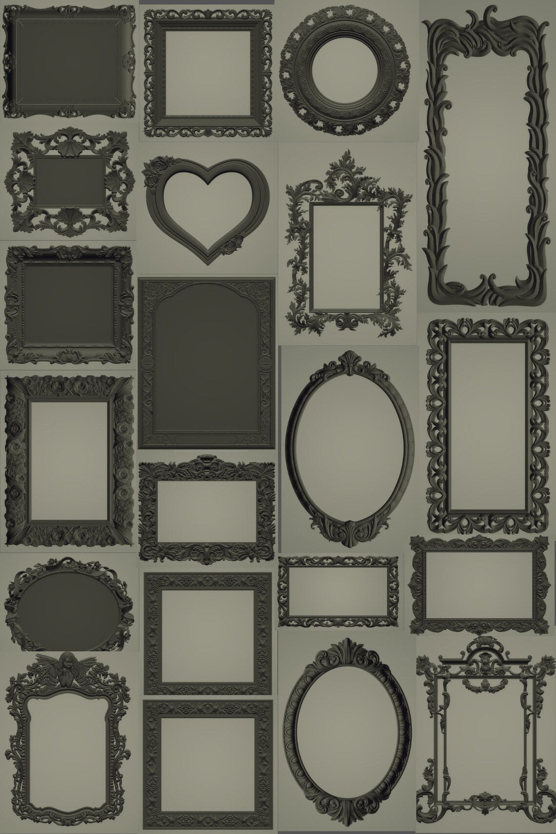 3D STL Models Unique Mirrors and Frames 100 Pcs Deco for CNC Router ...