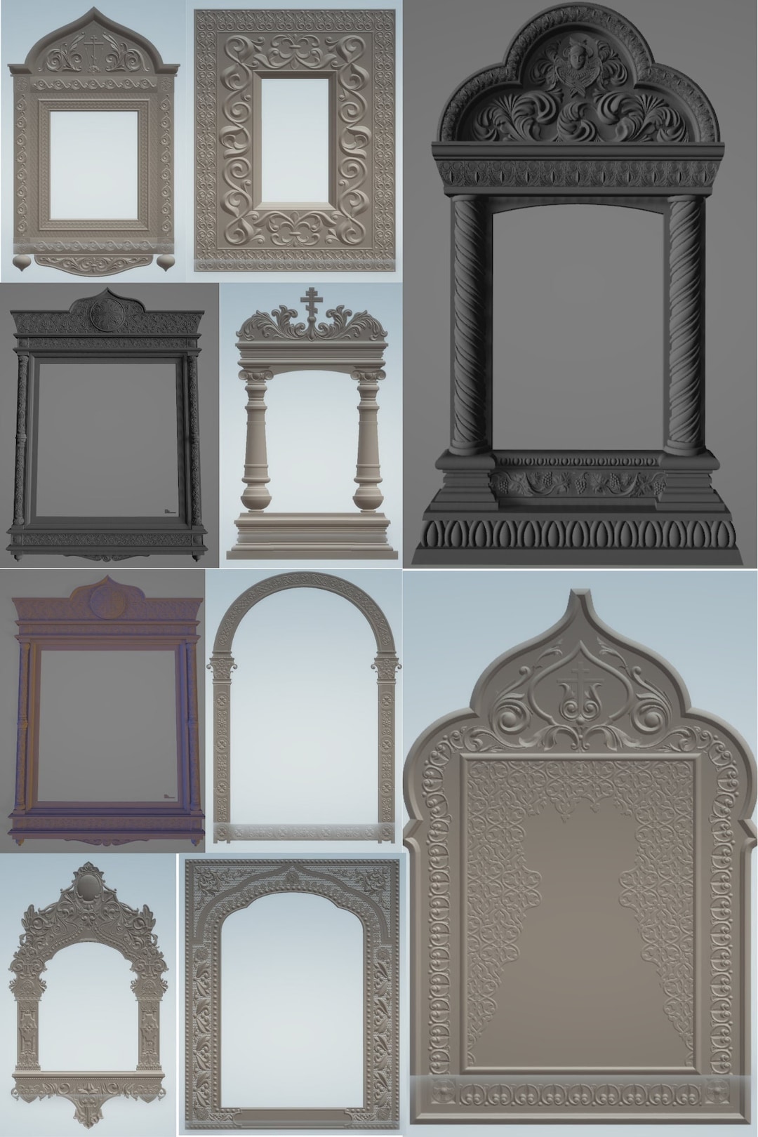 3D STL Models Religious Icons and Frames 21 Pcs Deco for CNC Router ...