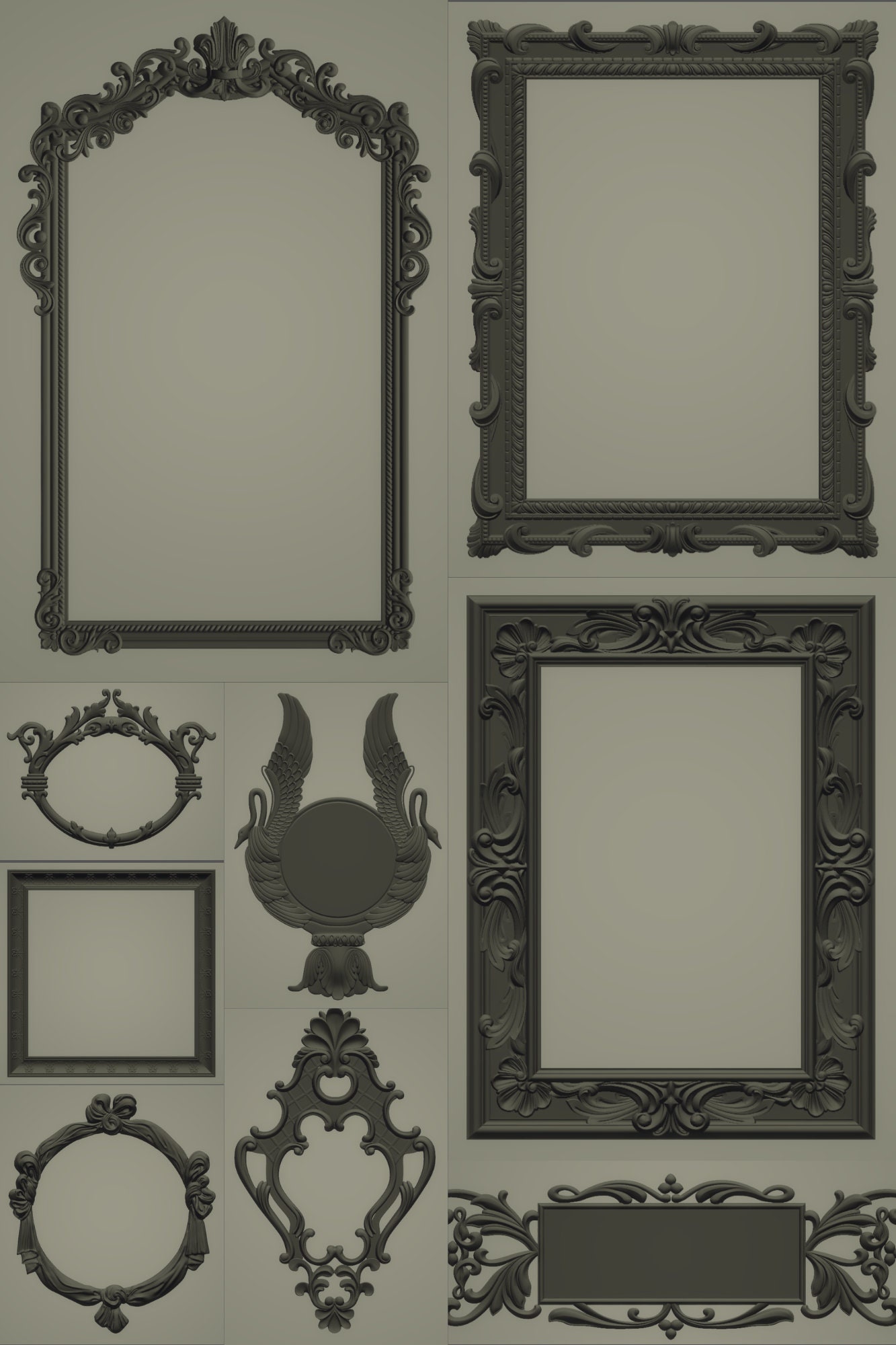 3D STL Models Unique Mirrors and Frames 100 Pcs Deco for CNC Router ...