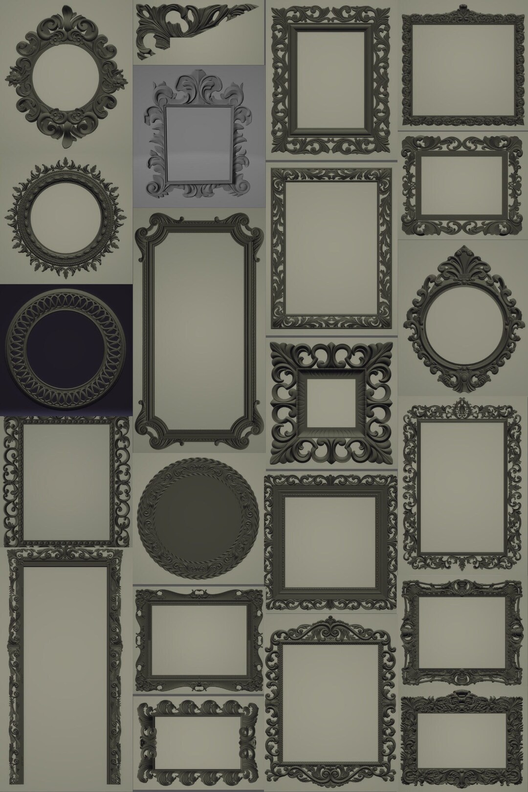 3D STL Models Unique Mirrors and Frames 100 Pcs Deco for CNC Router ...