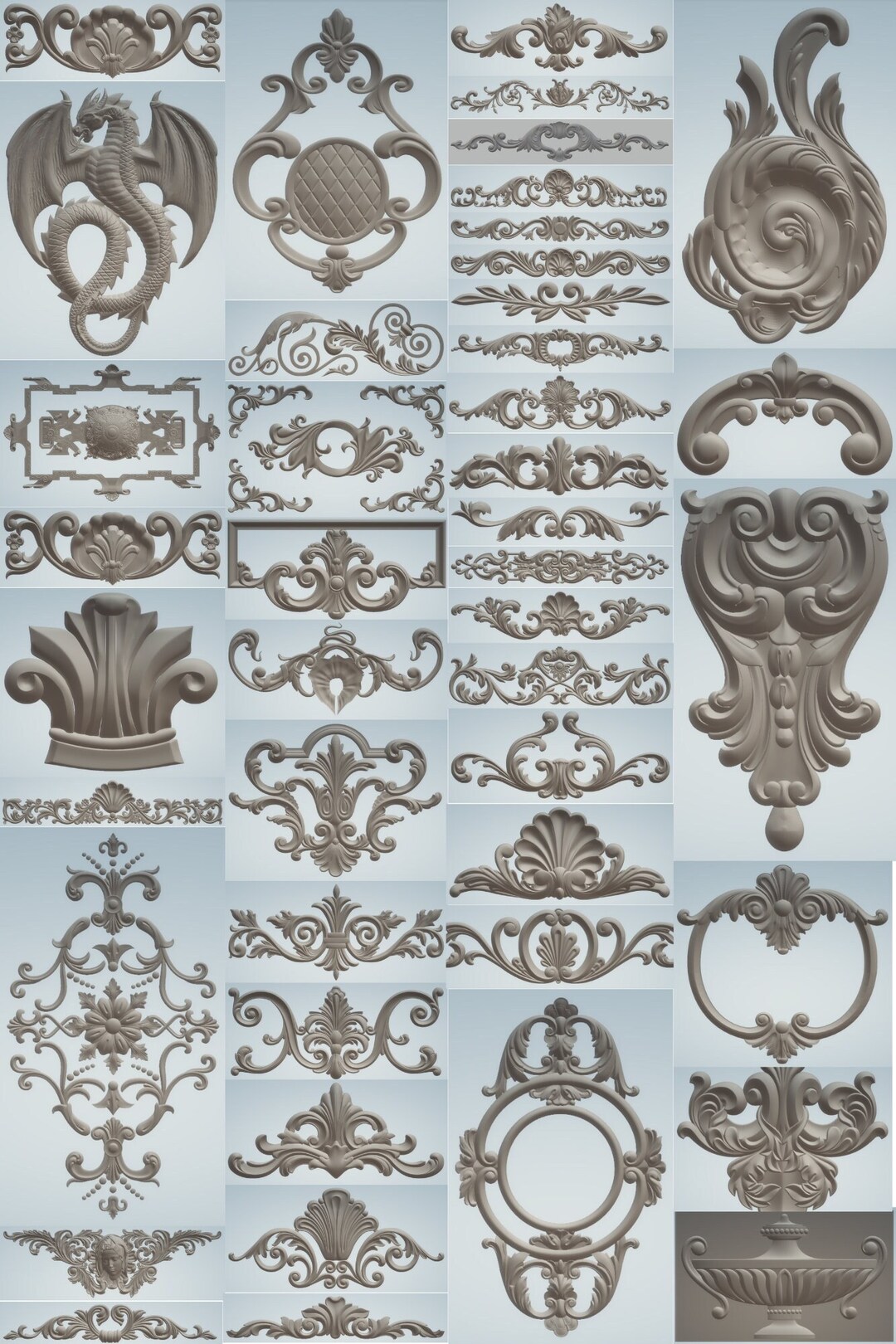 3D STL Models Moldings for Decoration 216 Pcs Router Engraver Carving ...