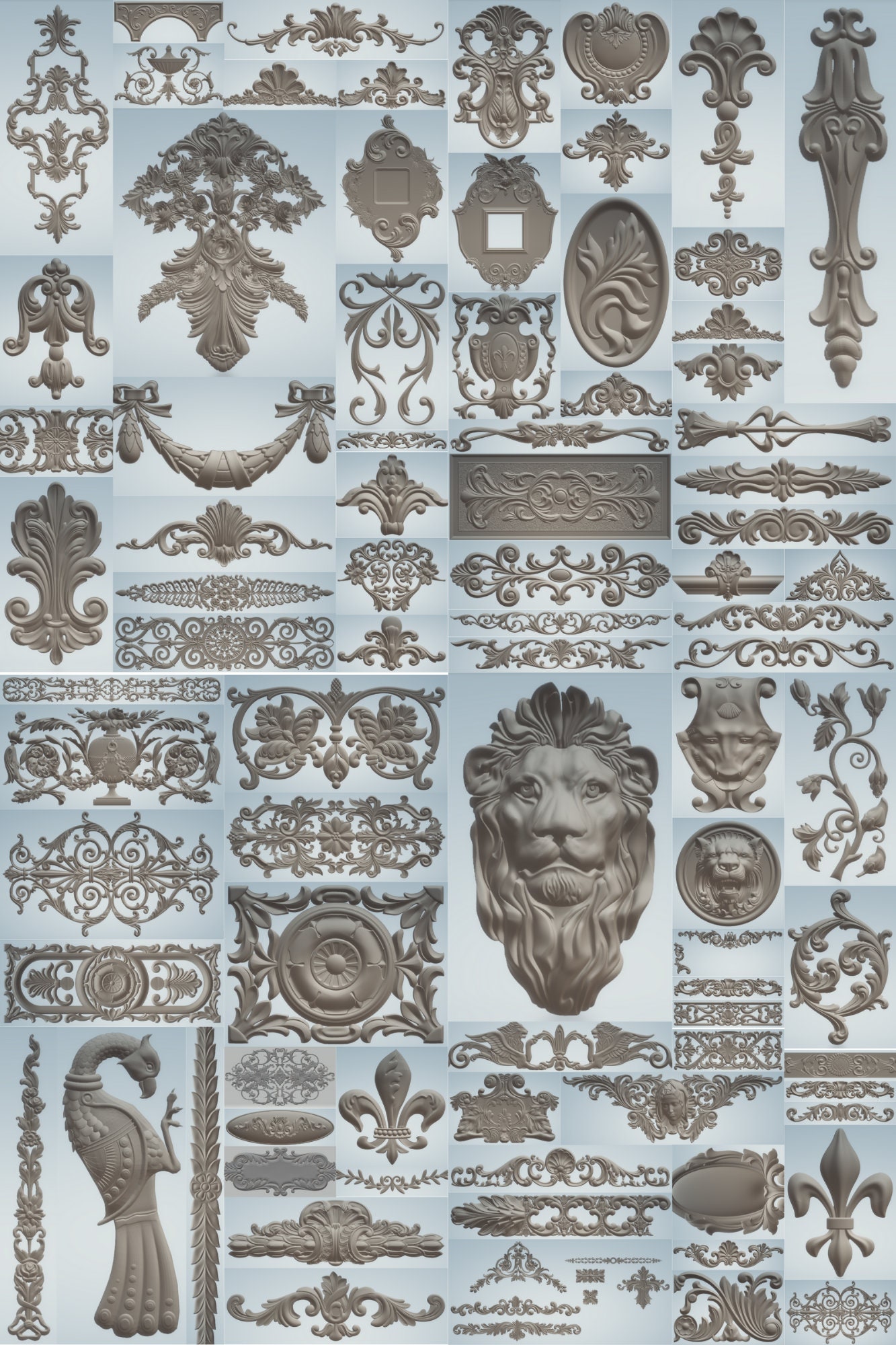 3D STL Models Moldings for Decoration 416 Pcs Router Engraver Carving ...