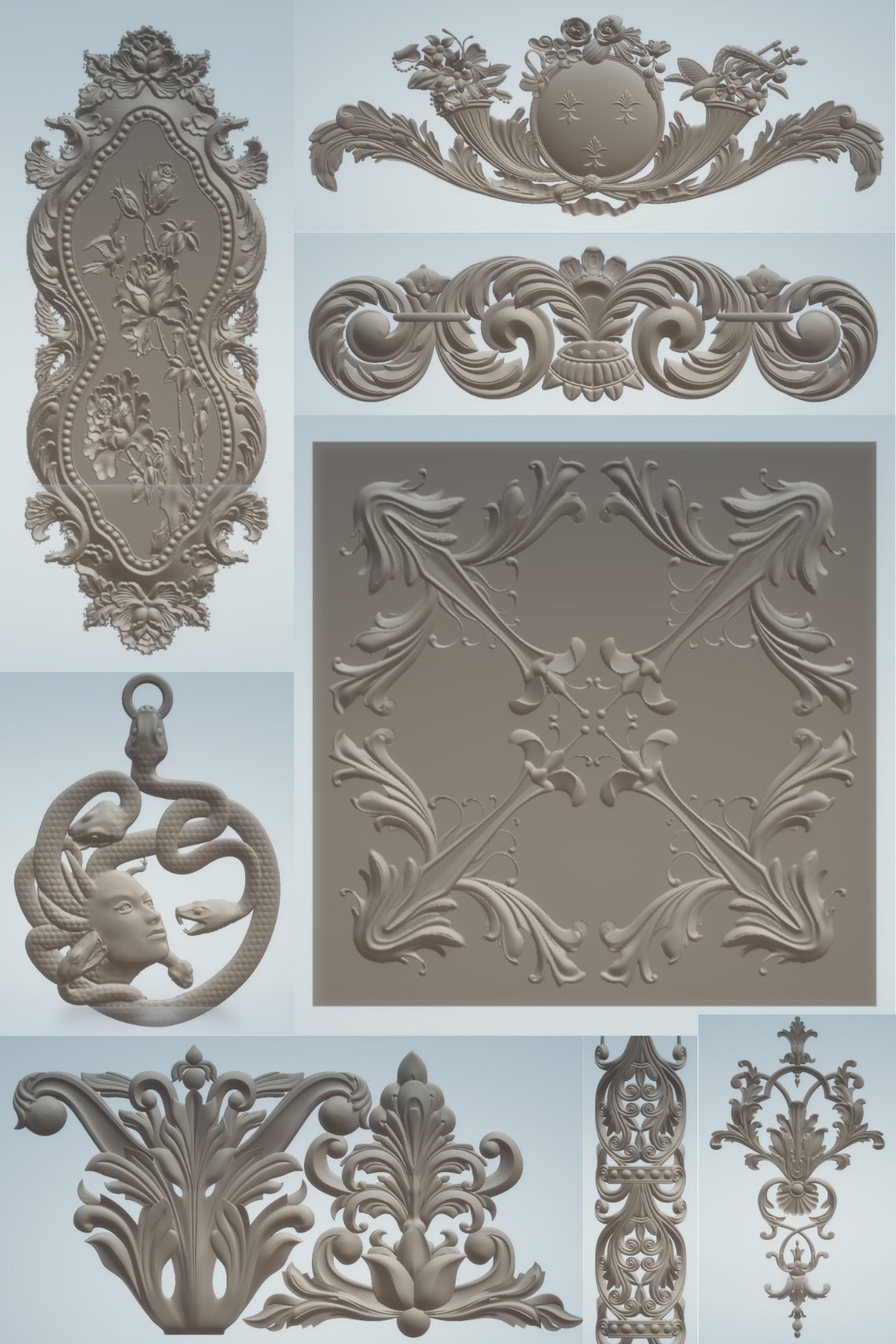 3D STL Models Moldings for Decoration 100 Pcs Router Engraver Carving ...