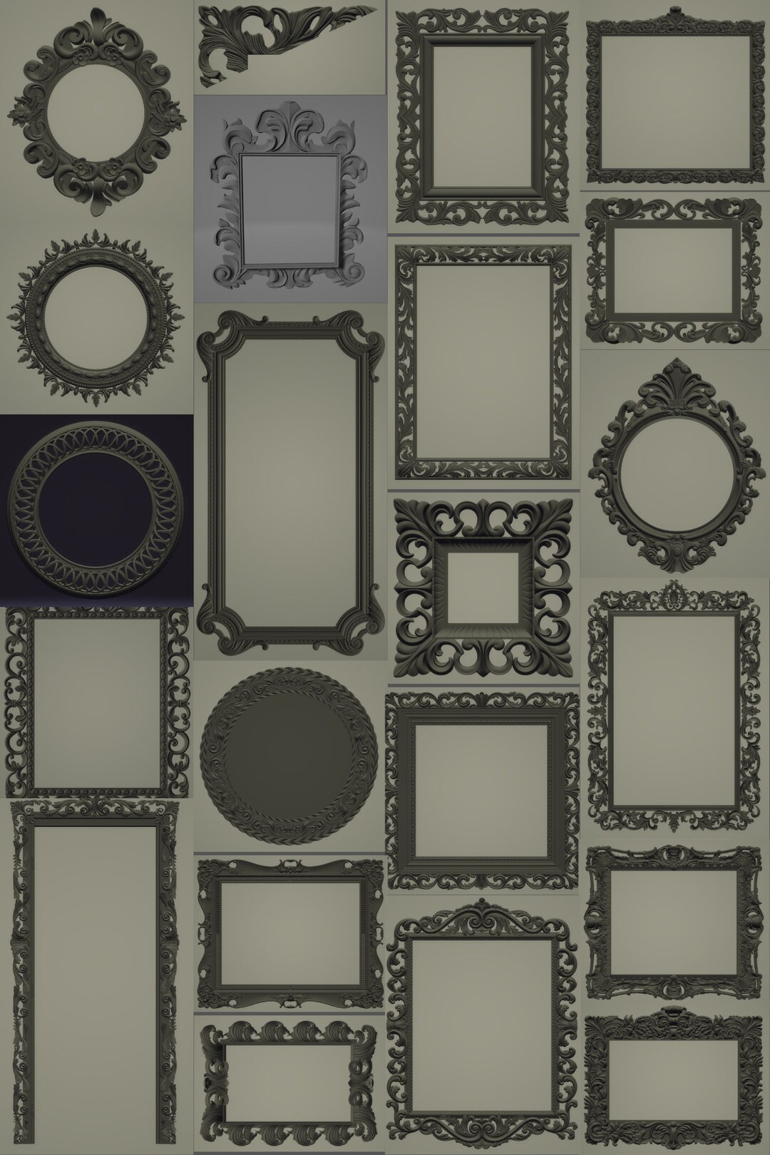 3D STL Models Unique Mirrors and Frames 100 Pcs Deco for CNC Router ...
