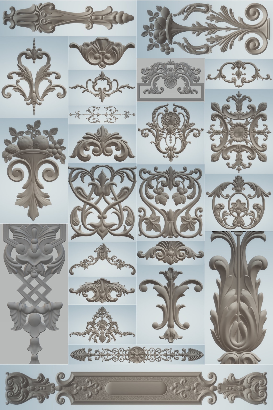 3D STL Models Moldings for Decoration 216 Pcs Router Engraver Carving ...