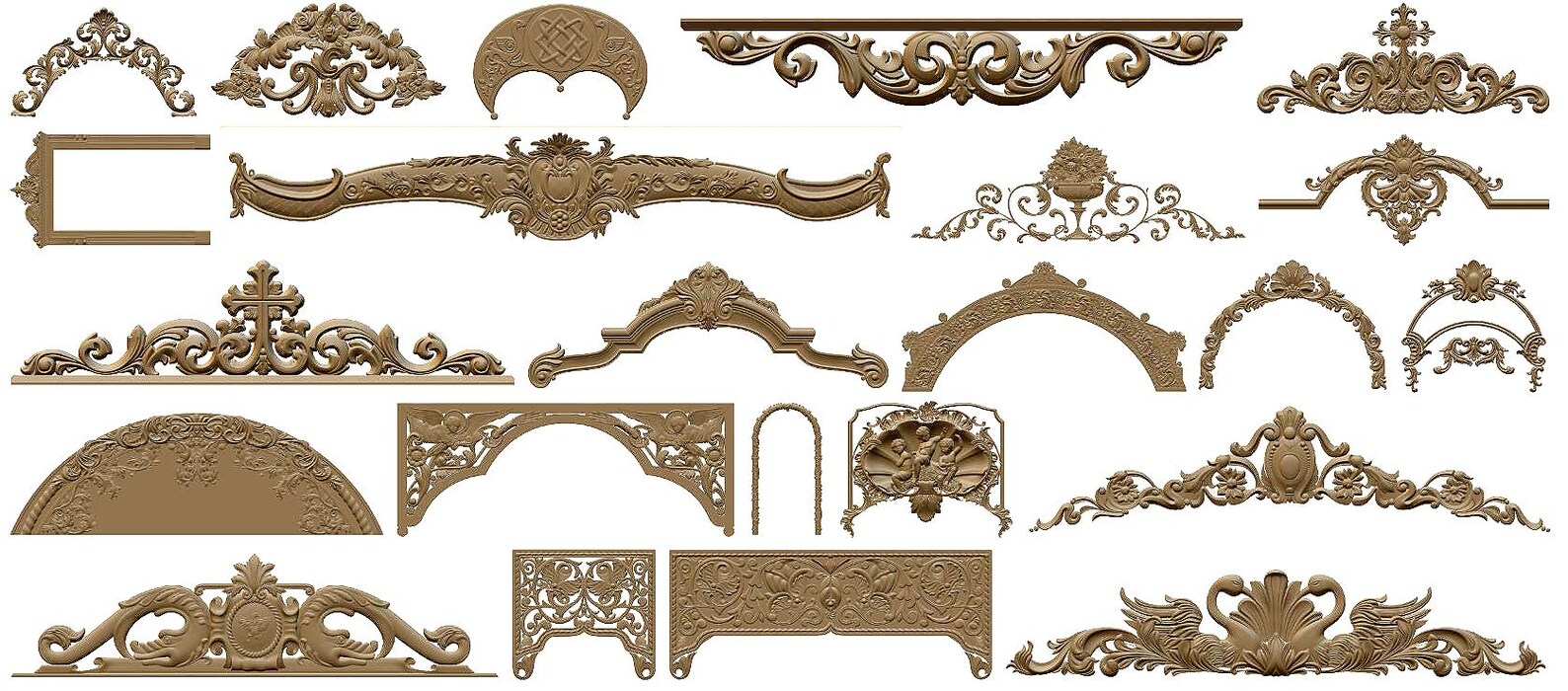 3D STL Models: Decorative Crowns & Arches for CNC (57 Pcs) (digital ...