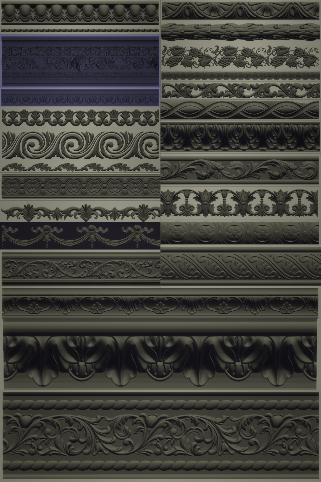 3D STL Models: 266 Pcs Baguette Borders, Moldings, Sills (digital ...