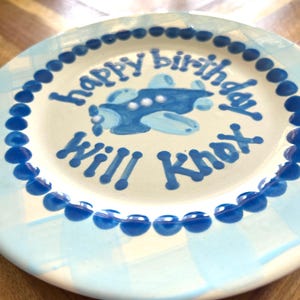 Preppy Gingham Check Baby Birthday Plate First Party Smash Dinner Size ...