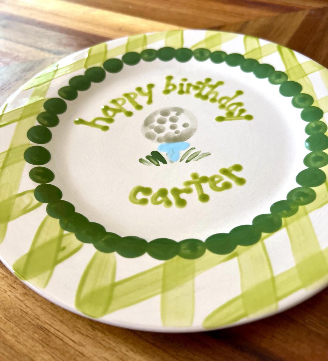 Preppy Gingham Check Baby Birthday Plate First Party Smash Plate ...
