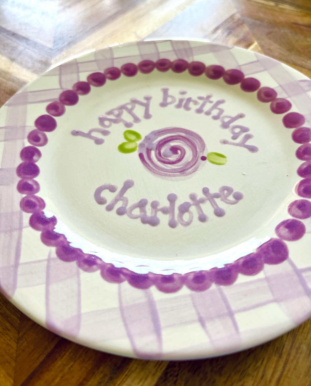 Preppy Gingham Check Baby Birthday Plate First Party Smash Dinner Size ...