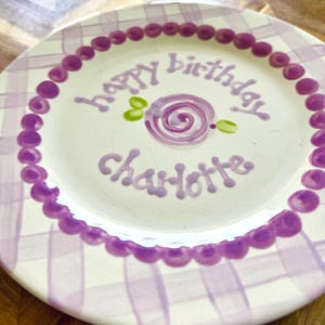 Preppy Gingham Check Baby Birthday Plate First Party Smash Dinner Size ...