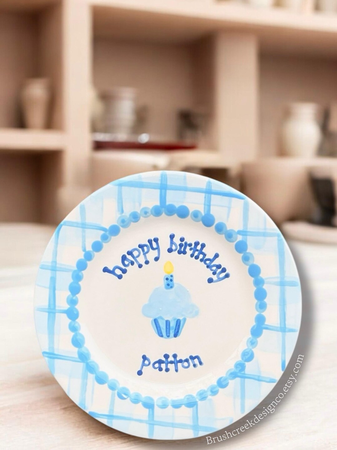 Preppy Gingham Check Baby Birthday Plate First Party Smash Plate ...