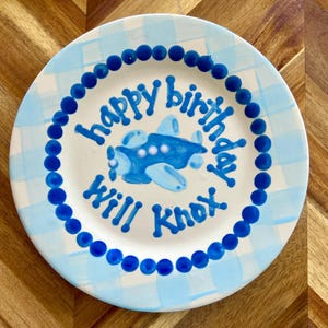 Preppy Gingham Check Baby Birthday Plate First Party Smash Dinner Size ...