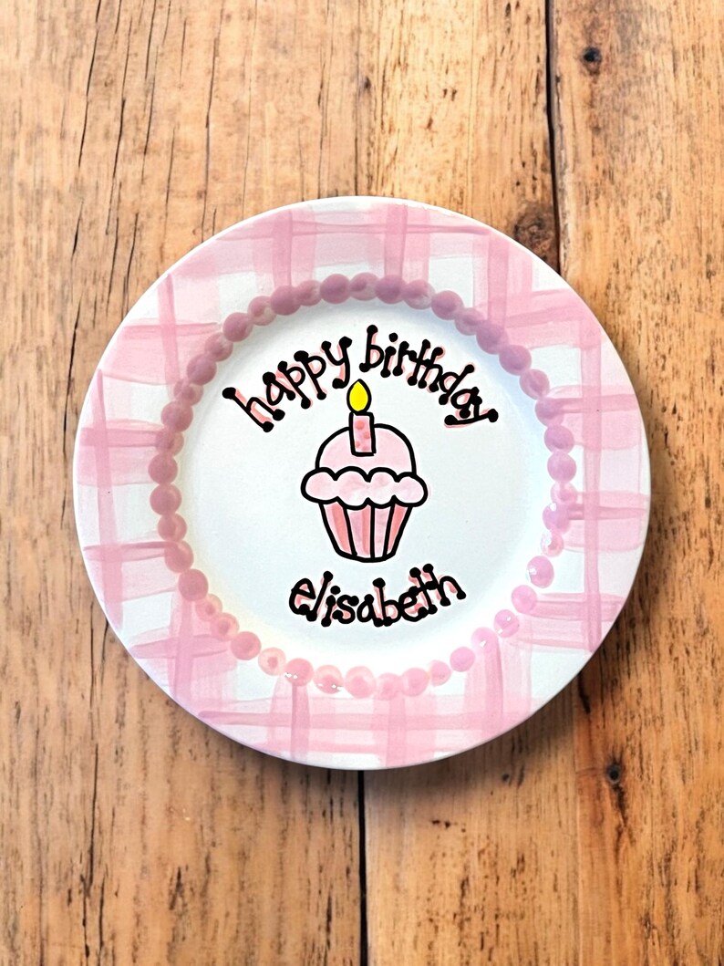 Preppy Gingham Check Baby Birthday Plate First Party Smash Plate ...