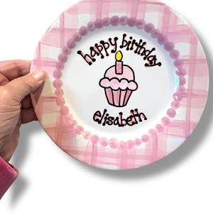 Preppy Gingham Check Baby Birthday Plate First Party Smash Plate ...