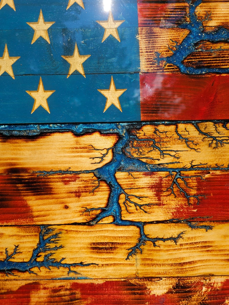 XL American Flag With Lightning - Etsy