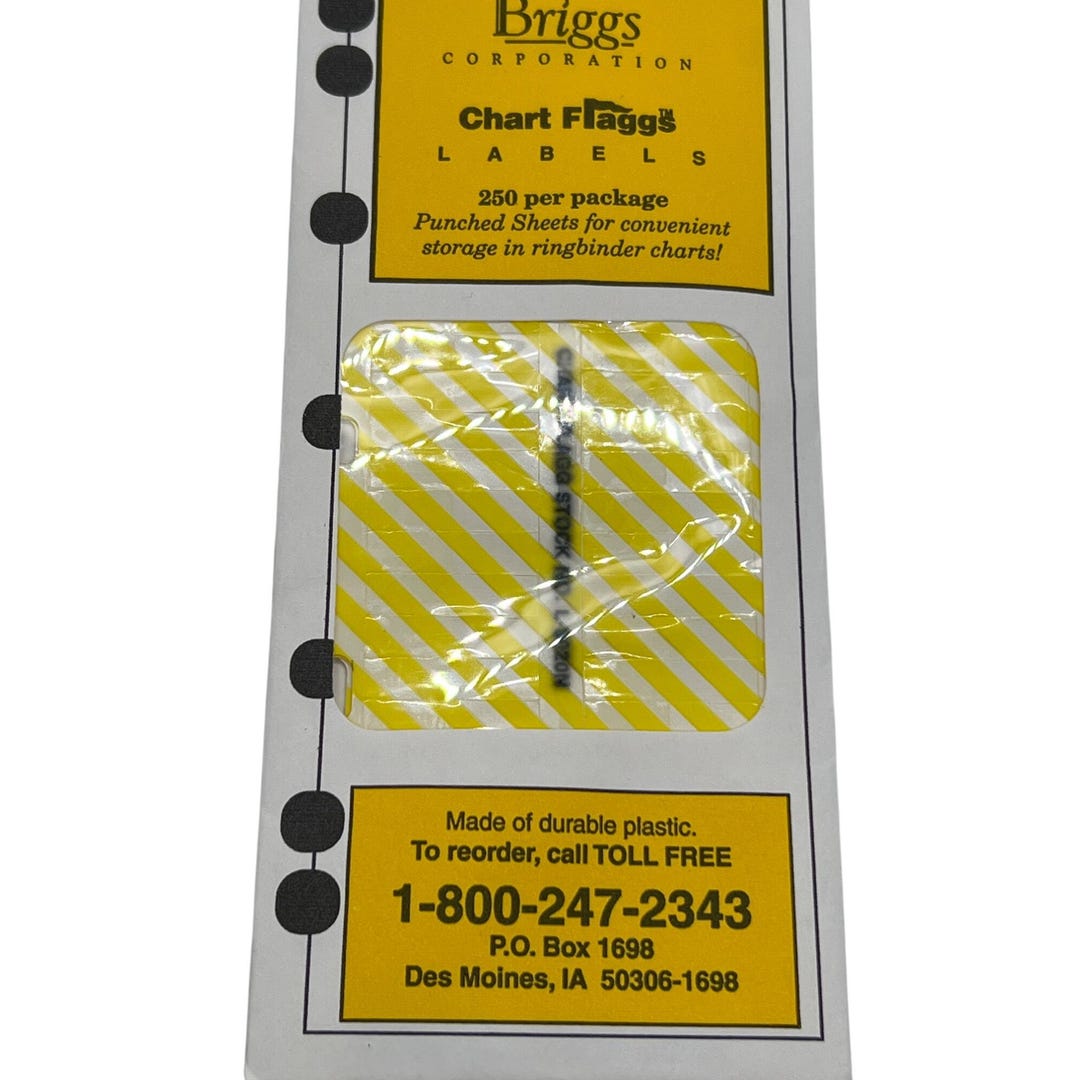 Briggs Chart Flagg Labels 250 Pack Durable Plastic Punched Sheets Flags ...