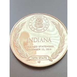 Franklin Mint State of Union Sterling Silver Indiana Commemorative Coin ...