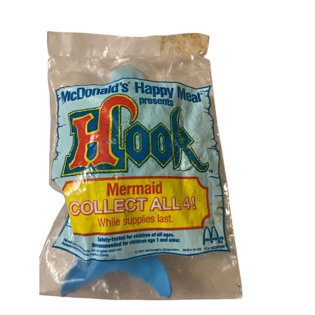 Vintage 1991 Mcdonalds Happy Meal Hook Mermaid Toy Figurine New Sealed ...