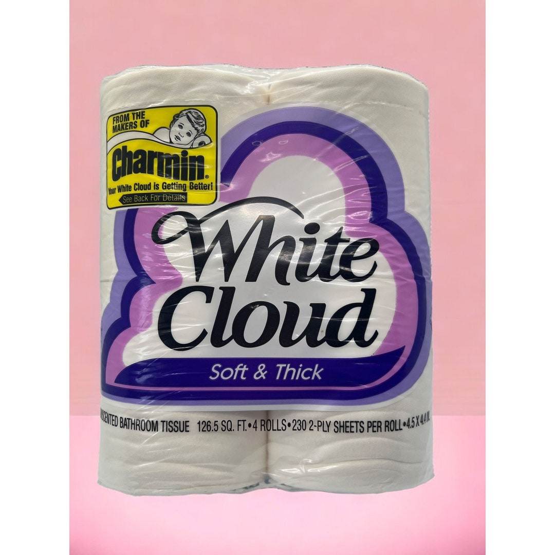 Vintage 90's White Cloud Bathroom Tissue Toilet Paper Prop Drama 4 Pack ...