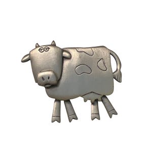 Vintage Silver Tone JJ Articulated Cow Brooch Pin Legs Move 2.25" X 1. ...
