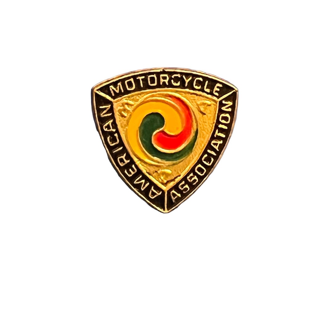 Vintage American Motorcycle Association Pin Tie Tack Gold Tone Enamel ...