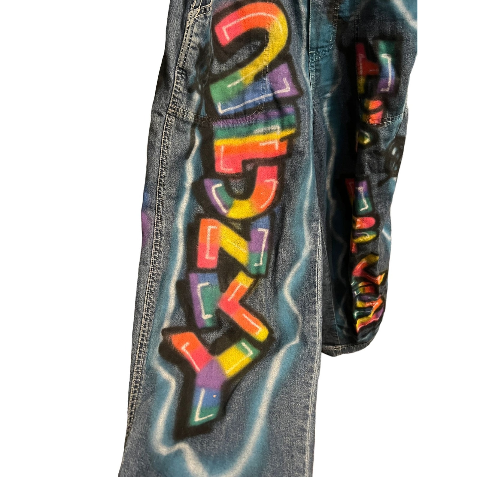 Vintage 80s 90s Old Navy Denim Overalls Airbrushed Hip Hop Kidz Youth ...