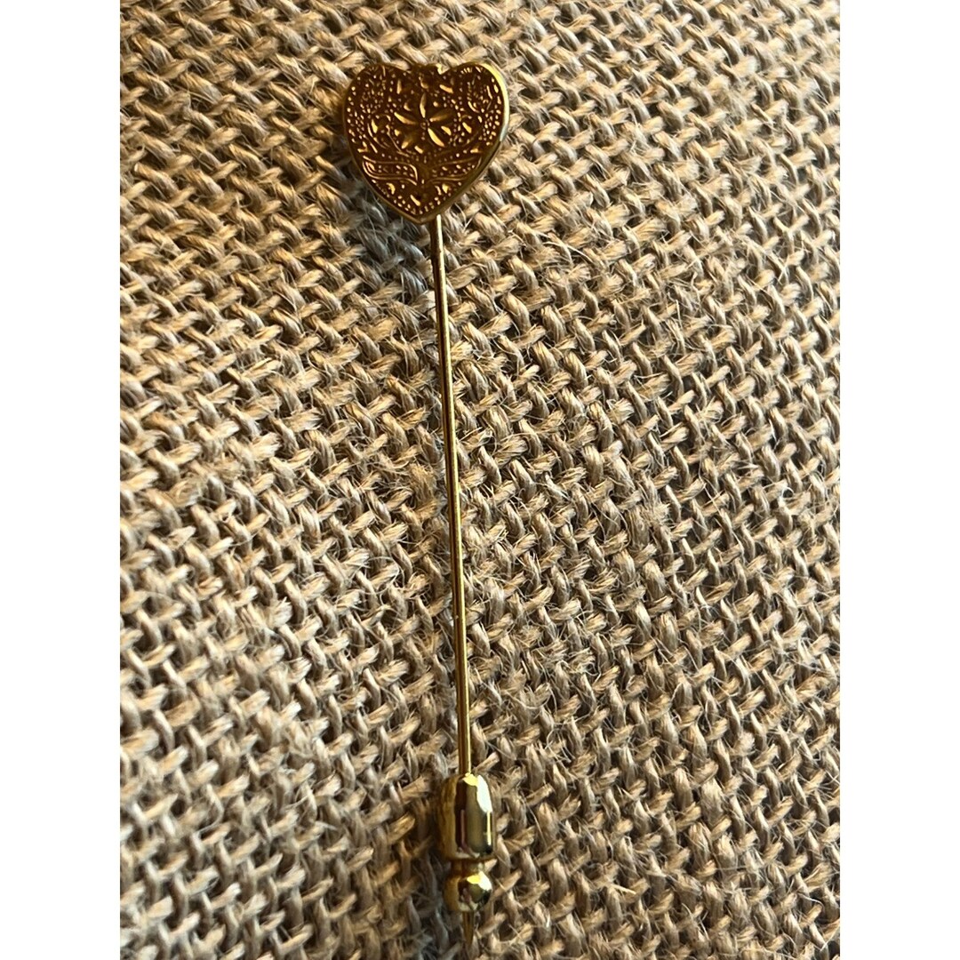 Vintage MMA Gold Tone Stick Pin Etched Heart - Etsy