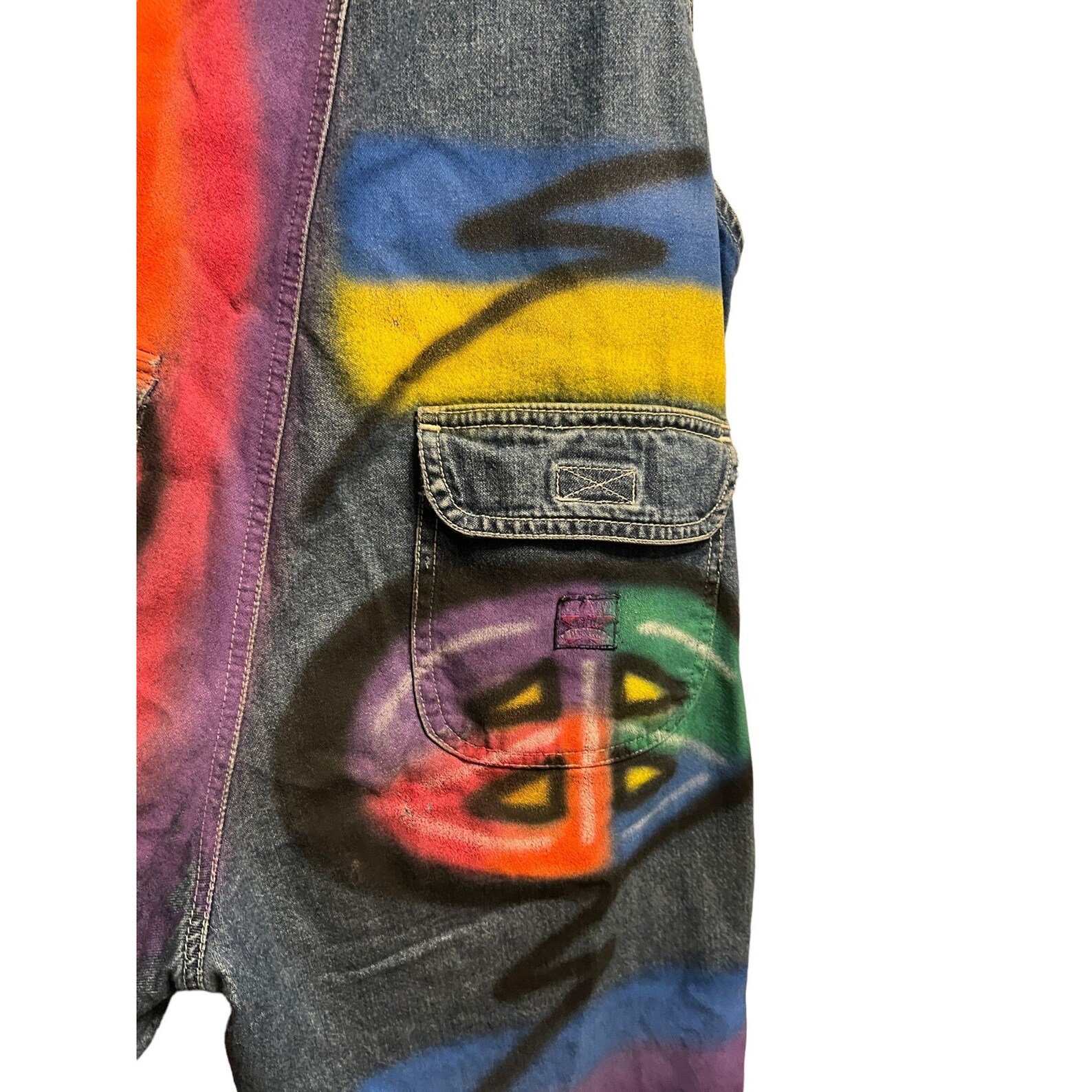 Vintage 80s 90s Old Navy Denim Overalls Airbrushed Hip Hop Kidz Youth ...