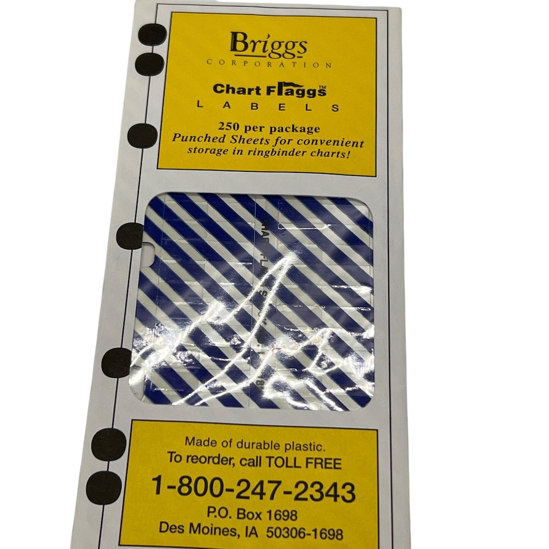 Briggs Chart Flagg Labels 250-pack Durable Punched Sheets Flags Blue ...