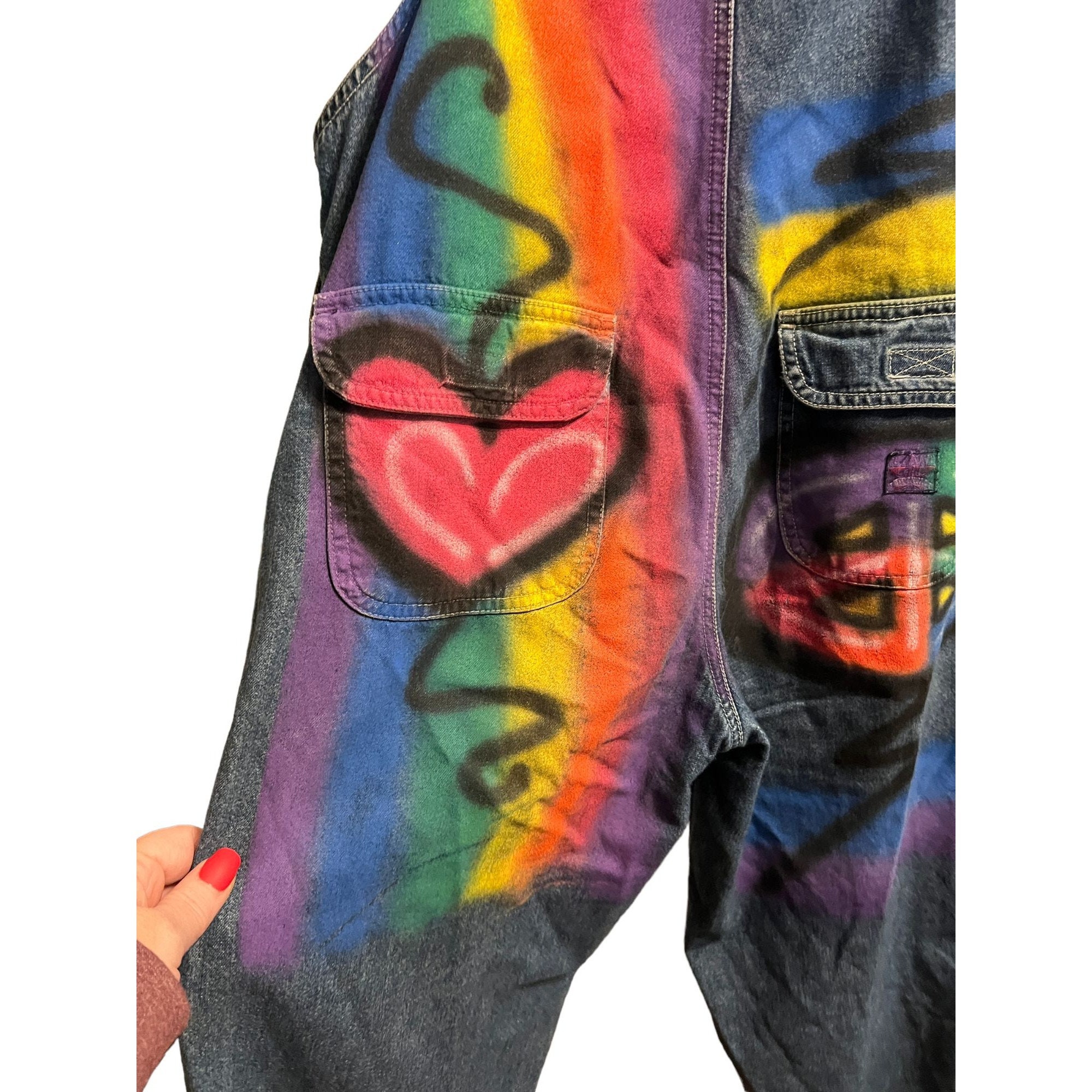 Vintage 80s 90s Old Navy Denim Overalls Airbrushed Hip Hop Kidz Youth ...