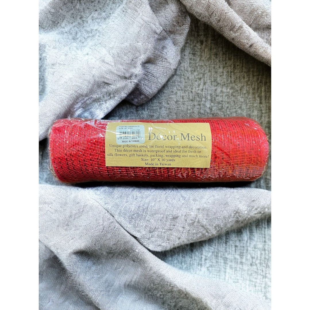 Deco Mesh Red Ribbon Wreath Making Craft Supplies 10" X 10 Yd NEW - Etsy