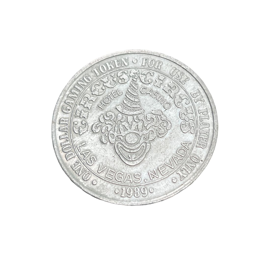Vintage 1989 Circus Circus 1 Dollar Gaming Token Las Vegas Nevada Clown ...