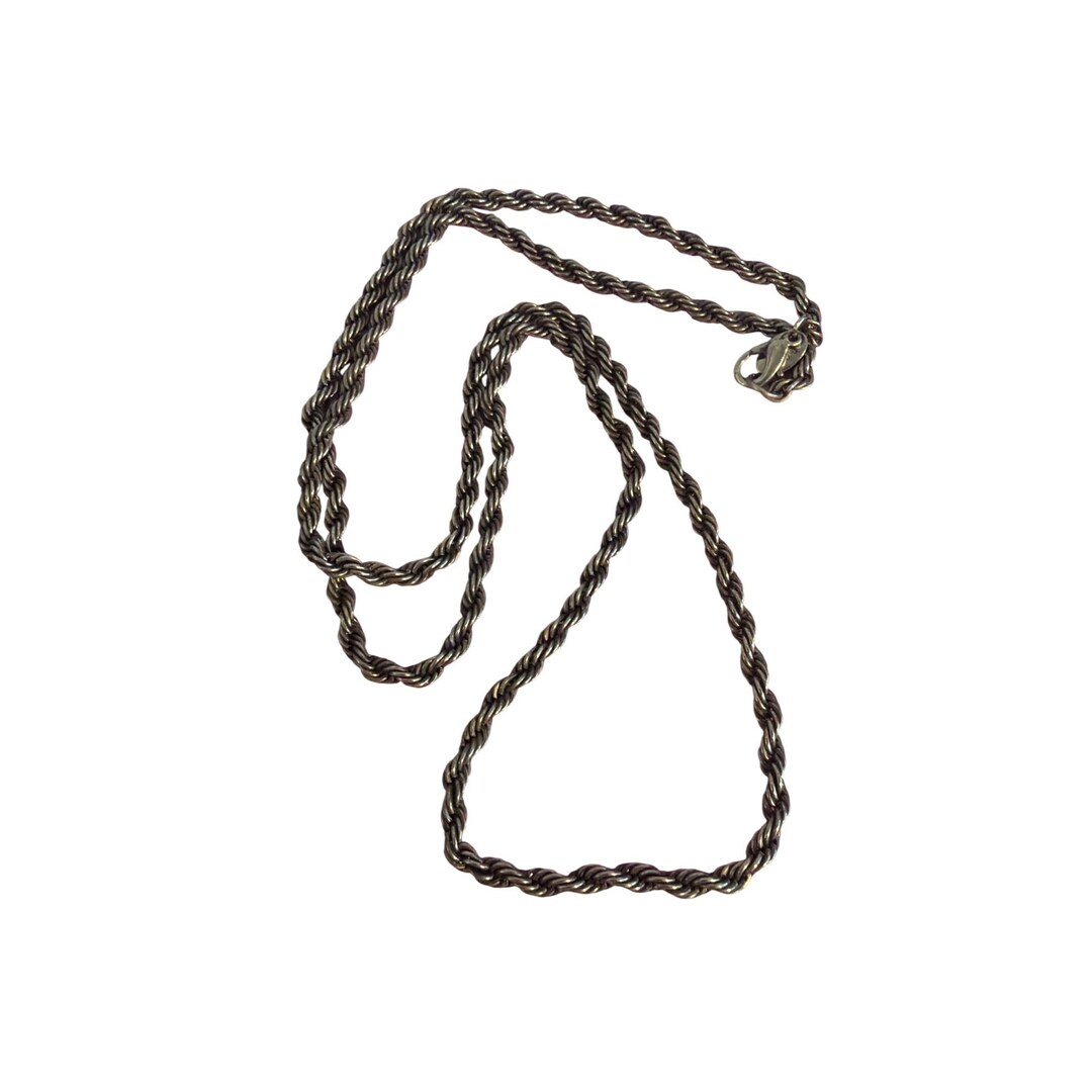 Vintage Silver Tone Gunmetal Twist Rope Chain Necklace ML 30" Estate 28 ...