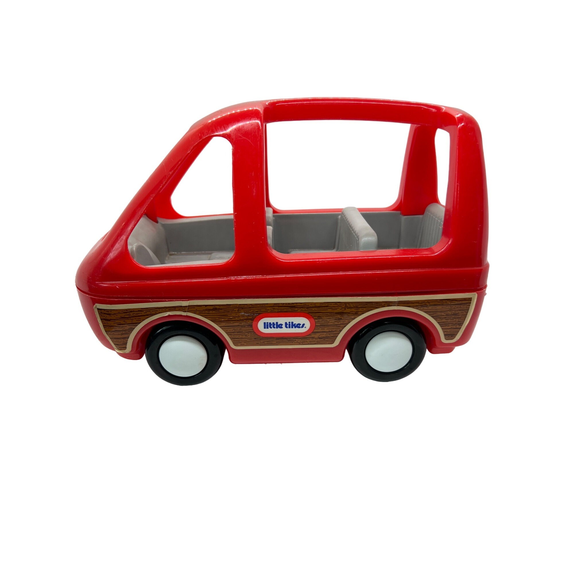 Vintage Little Tikes Red Family Mini Van Toy Car Retro Wood Panel Wagon ...