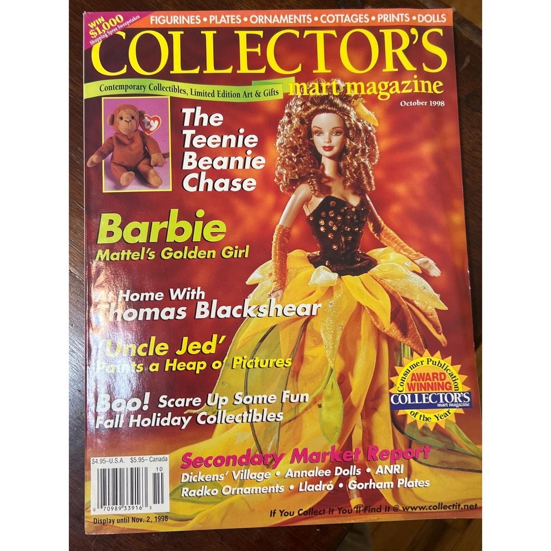 Collectors Mart Magazine October 1998 Barbie Beanie Chase Edition Dolls ...