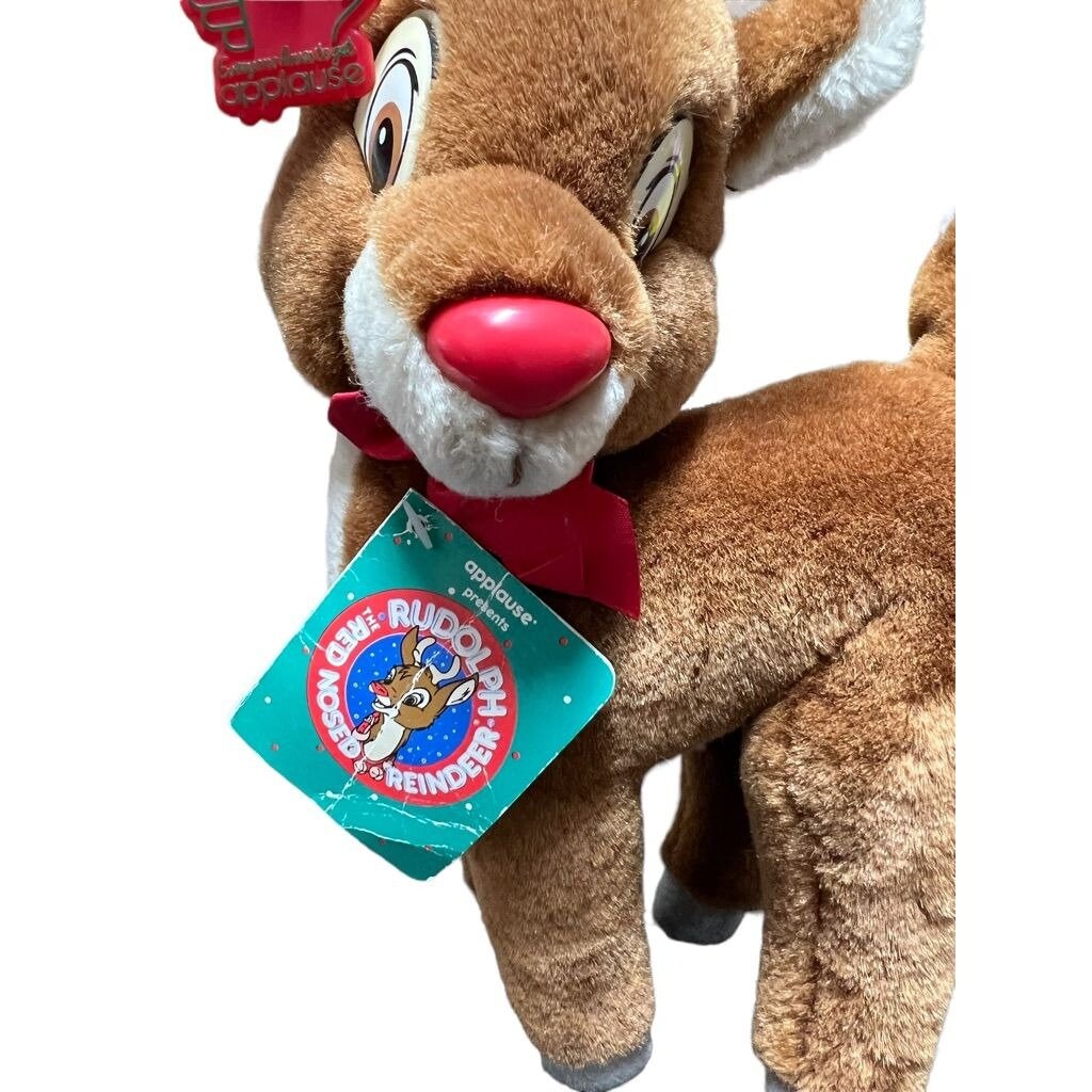 Vintage Applause Rudolph Red Nose Reindeer 12" Tall Plush Stuffed ...