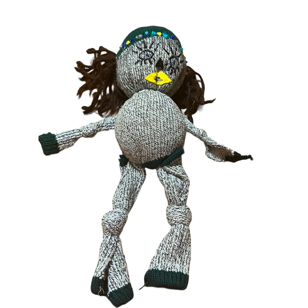 Vintage Handmade Sock Rastafarian Doll Painted Face Yarn Hair 11" Tall ...